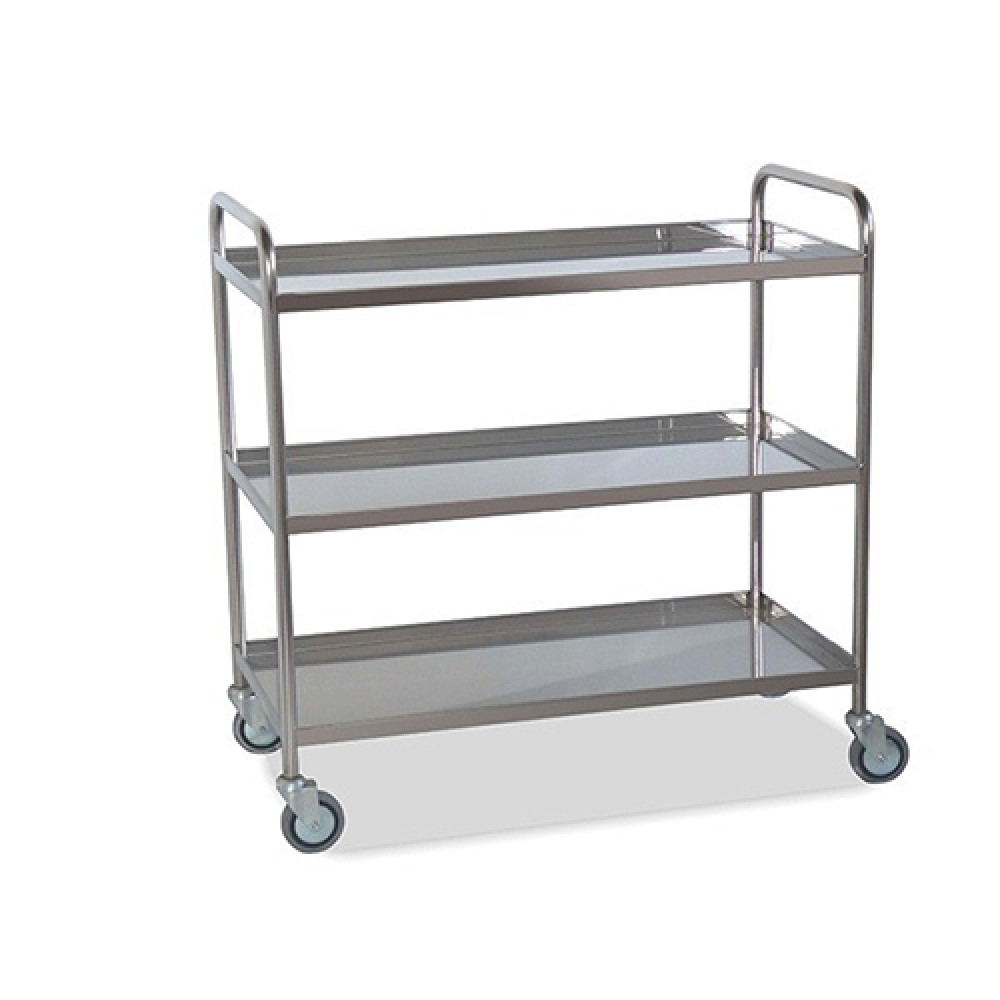 Trolley Stainless Three Shelves W/Edge | spama medical